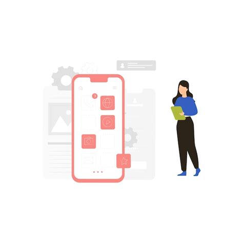 Premium Vector Girl Looking At Mobile Software