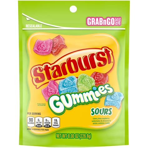 Starburst Sour Gummy Candy Soft Fruit Flavored Chewy Gummies 8 Oz Bag