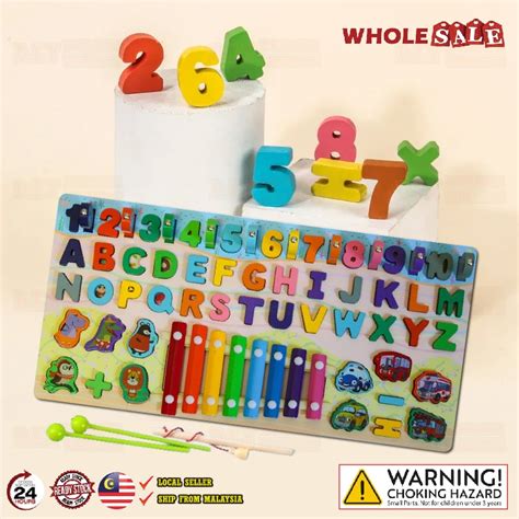 6in1 Alphanumeric Play The Piano With Xylophone Montessori Educational Wooden Sorting Toy