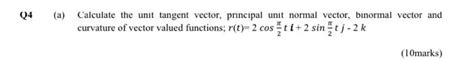 Solved A Calculate The Unit Tangent Vector Principal Unit Chegg