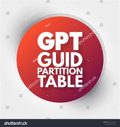 Gpt Guid Partition Table Standard Layout Stock Illustration Shutterstock