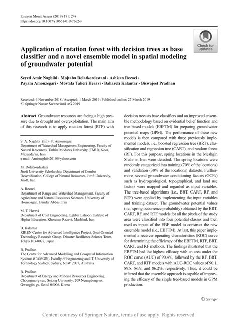 application of rotation forest with decision trees as base classifier