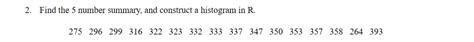 solved use r code find the 5 ﻿number summary and