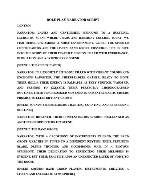 role play narrator script pdf classroom cheerleading