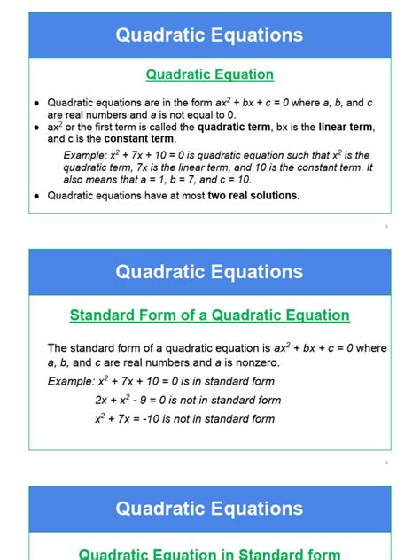 07 Quadratic Equations Pdf Quadratic Equation Equations