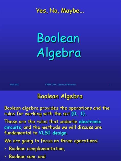 Yes No Maybe Boolean Algebra Pdf Boolean Algebra Teaching Mathematics