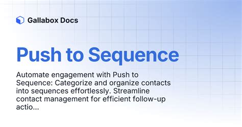 Push To Sequence Gallabox Docs