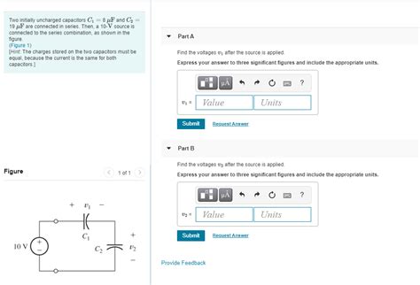 Solved Part A Two Initially Uncharged Capacitors C UF Chegg