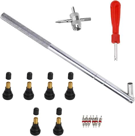 Amazon.com: Tire Valve Stem Tool Remover & Installation - 4x Shorty BRASS Core Valve Stems ...