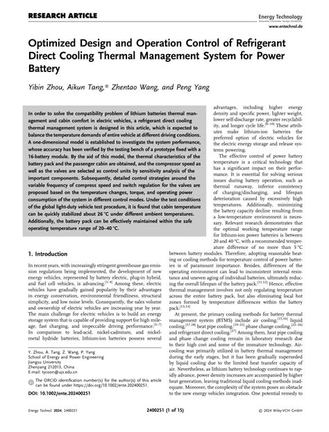 Optimized Design And Operation Control Of Refrigerant Direct Cooling