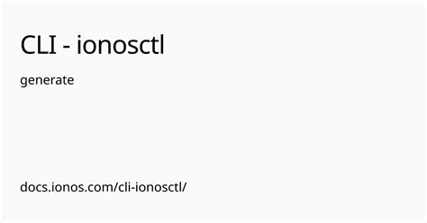Generate Cli Ionosctl