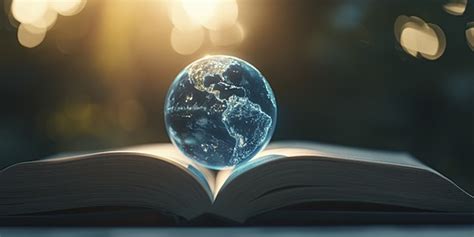 지구본이 놓여 있는 열린 책 글로벌 지식과 교육 추상적 배경 이미지는 전 세계의 다양한 문화에 대한 다양성 탐구의 통일성을 전달합니다 열려 있는 책 지구 배경 일러스트