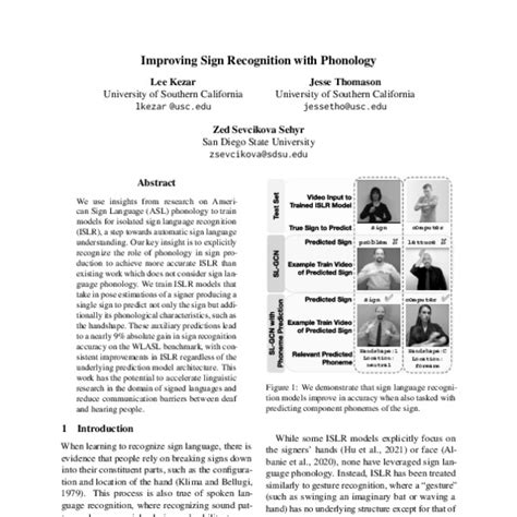Improving Sign Recognition With Phonology Acl Anthology