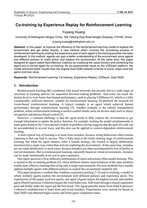 Pdf Co Training By Experience Replay For Reinforcement Learning