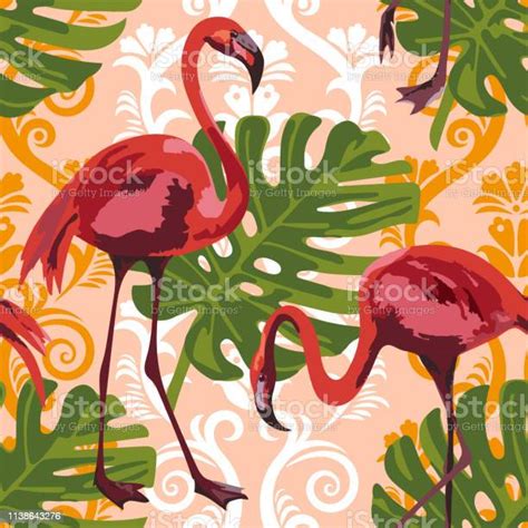 벡터 플라밍고 패턴입니다 민족 완벽 한 패턴 장식입니다 벡터 패턴입니다 0명에 대한 스톡 벡터 아트 및 기타 이미지 0명 꽃 식물 꽃무늬 Istock
