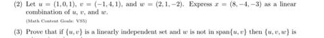 solved 2 let u 1 0 1 v −1 4 1 and w 2 1 −2 express