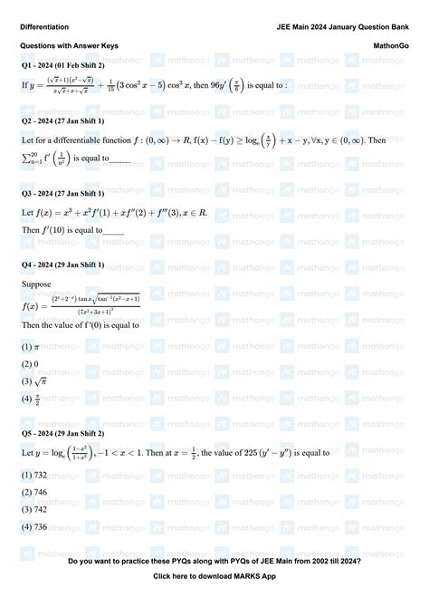 Solution Differentiation Jee Main 2024 January Question Bank Mathongo