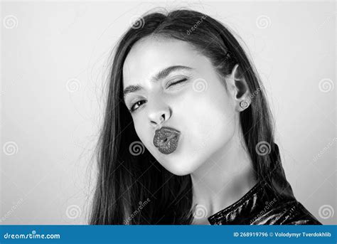 Red Lips Lipstick Or Lipgloss Lip Kiss Beauty Model Stock Photo Image Of Beautiful Color