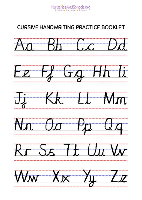Cursive Handwriting Practice Booklet Free Worksheet Uk