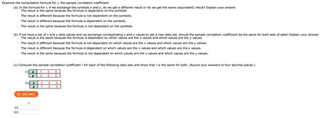 Solved Examine The Computation Formula For R The Sample Chegg Com