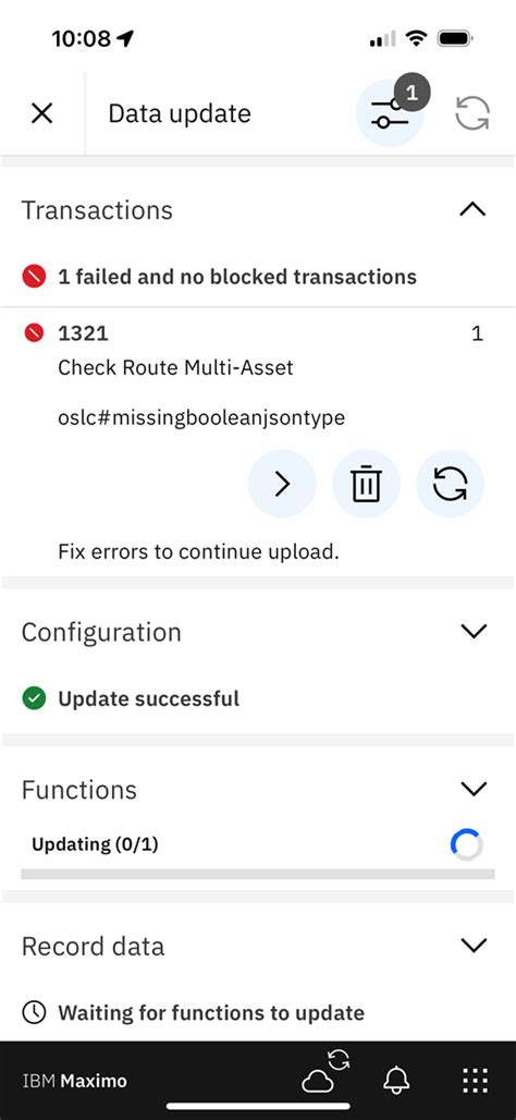 maximo mobile technician error when using routes based on multi