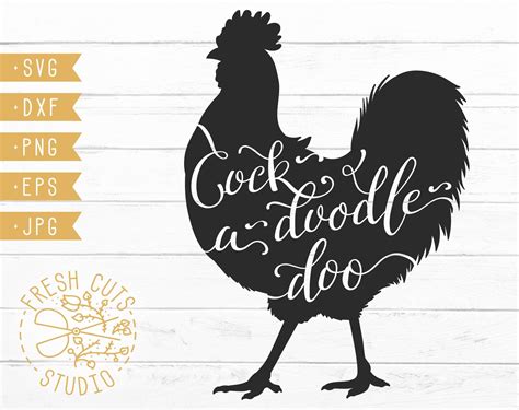 Rooster Cock A Doodle Doo Svg Chicken Silhouette Instant Download Design Cutting Files Cricut