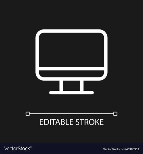 Computer Monitor Pixel Perfect White Linear Ui Vector Image