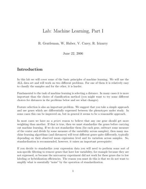 Lab Machine Learning Part I Computational Statistics For Genome