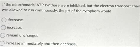If The Mitochondrial Atp Synthase Were Inhibited But