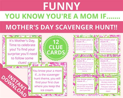 Mothers Day Scavenger Hunt Moms Birthday Surprise Mothers Treasure