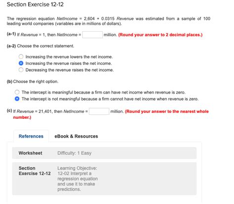 solved section exercise 12 12 the regression equation