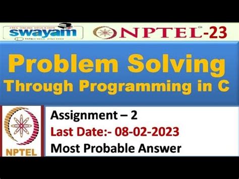 Problem Solving Through Programming in C | Assignment 2| Most Probable Answer | Nptel-2023 # ...