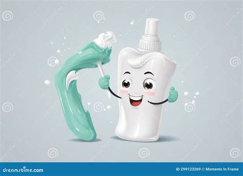 Cute Cartoon Toothpaste Character With Toothbrush And Dental Floss