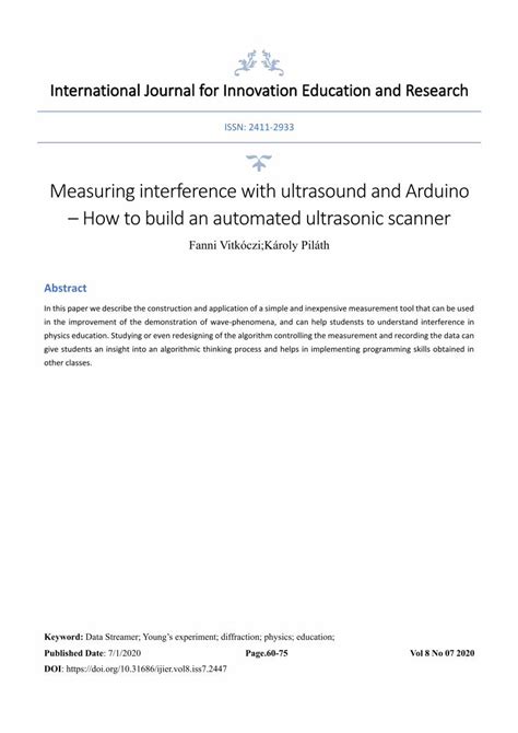 Pdf Measuring Interference With Ultrasound And Arduino How
