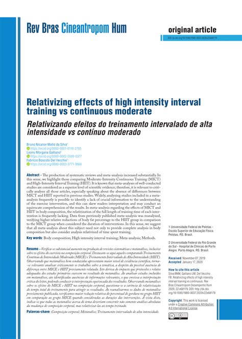 Pdf Relativizing Effects Of High Intensity Interval Training Vs Continuous Moderate