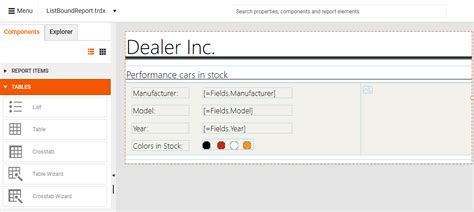 Tables Telerik Reporting