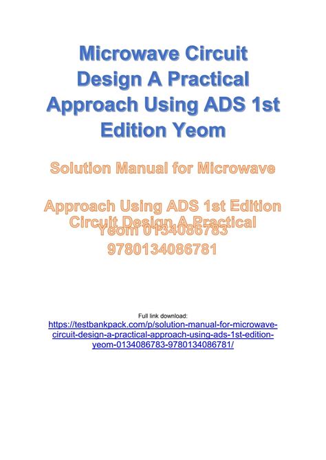 Solution Manual For Microwave Circuit Design A Practical Approach Using Ads St Edition Yeom
