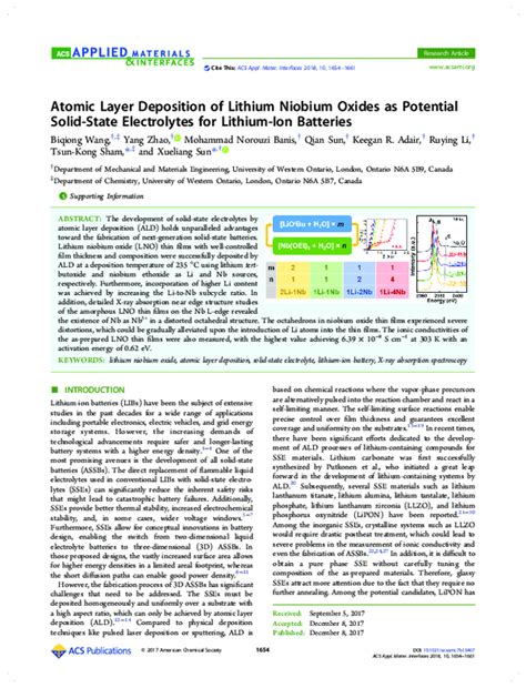 Pdf Atomic Layer Deposition Of Lithium Niobium Oxides As Potential