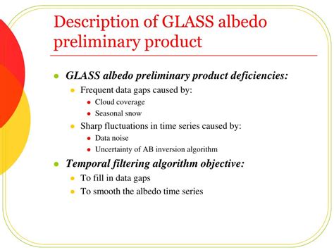 Ppt A Temporal Filtering Algorithm To Reconstruct Daily Albedo Series