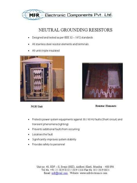Ngr Resistor Transformer