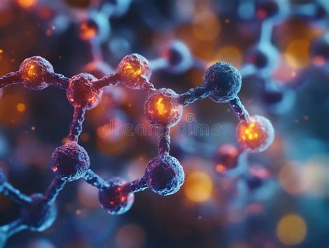 Molecular Structure Visualization With Glowing Nodes Interconnected