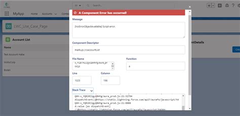 Apex Getting Noerrorobjectavailable Script Error On Clicking A
