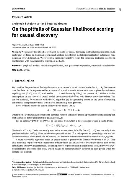 Pdf On The Pitfalls Of Gaussian Likelihood Scoring For Causal Discovery