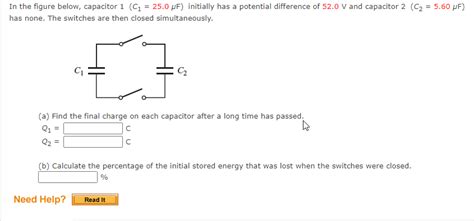 Solved In The Figure Below Capacitor 1 In The Figure Chegg Com