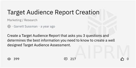 Prompt Target Audience Report Creation By Garrett Sussman Aiprm