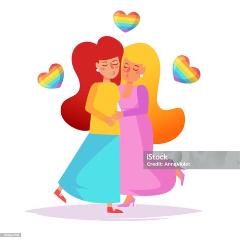 Lesbian Couple Vector Cartoon Stock Illustration Download Image Now