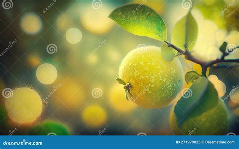 Summer Green Garden With Lemon Background Stock Illustration