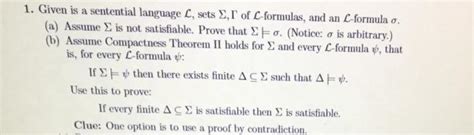 Solved 1 Given Is A Sentential Language L Sets £t Of