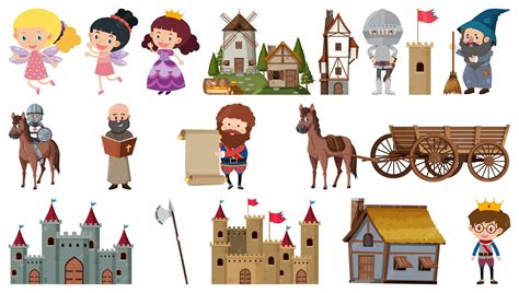 Conjunto De Personagens De Desenhos Animados De Fantasia Vetor Premium