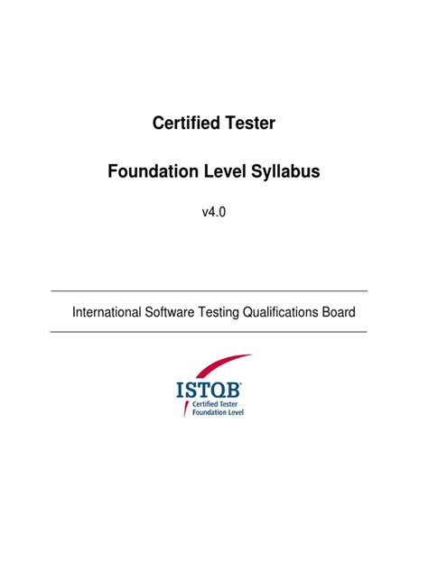 Istqb Ctfl Syllabus V40 Pdf Software Testing Quality Assurance
